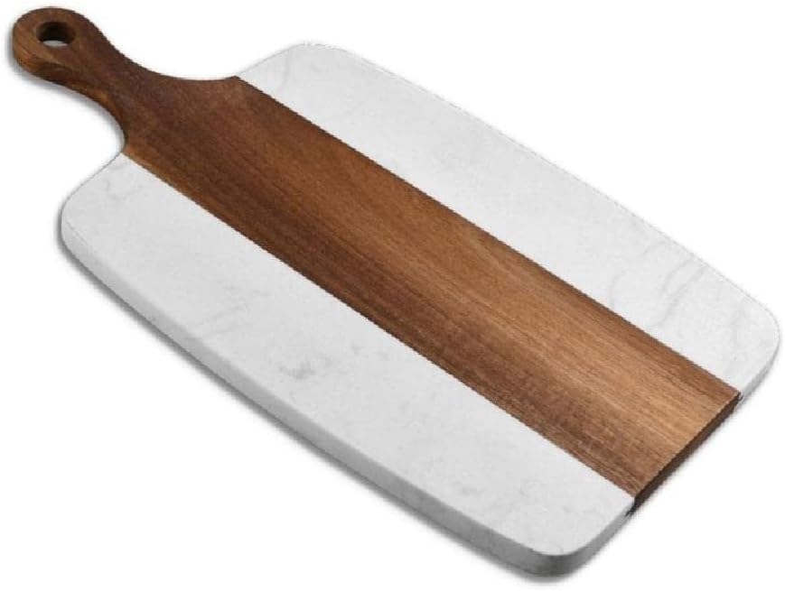 Wood Marble Charcuterie Board Marble Splicing Acacia Wood Double-Sided ...