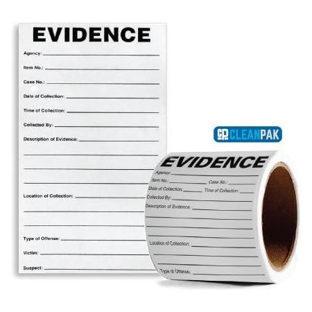 Amazon.com : Adhesive Evidence Label 4 X 6 Inches - Stick on Evidence ...