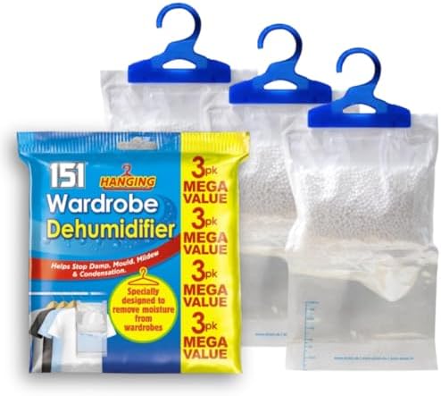 FERRIS | 3pk Hanging Dehumidifier for Wardrobes - Stops Damp, Mould ...