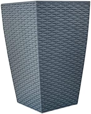 Tamersgifts Tall Square Plastic Rattan Indoor/Outdoor Planters (Grey ...