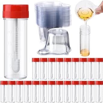 Amazon.com: TrelaCo 100 Pack Specimen Cups Sets,25 ml Stool Urine ...