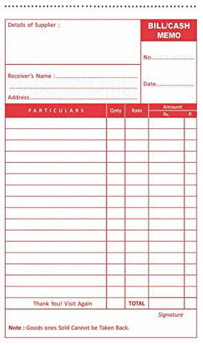 Anvis Cash Memo Bill Book | 50 Original + 50 Duplicate | 13 × 22 cm ...