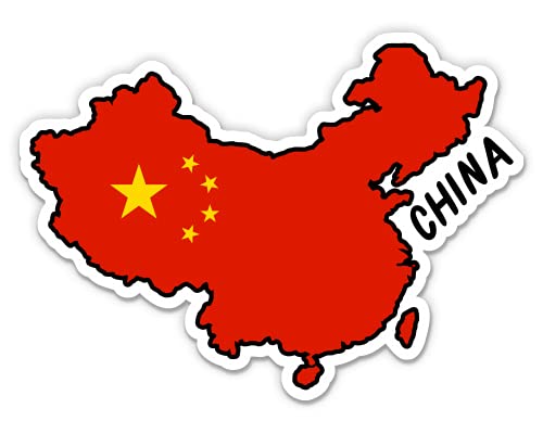 Amazon.com - Squiddy China Map with Flag - Vinyl Sticker Decal for ...