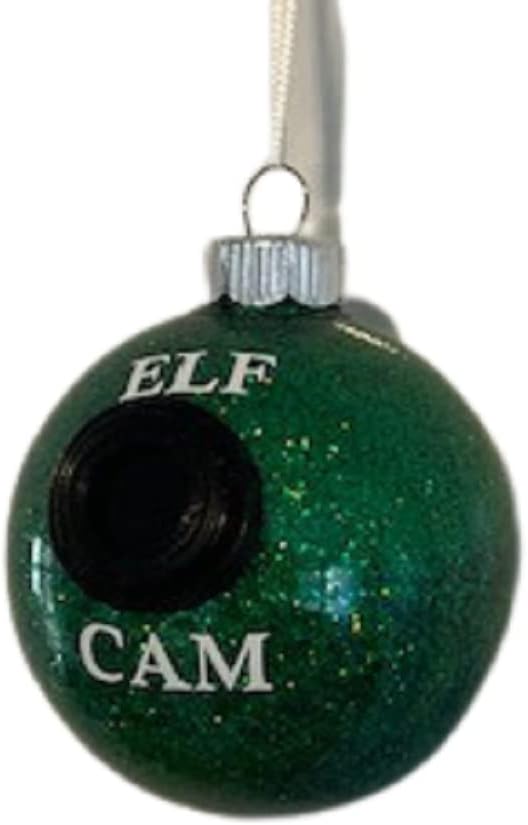Amazon.com: Elf Cam Green Glitter Ball Christmas Ornament Fake Camera ...
