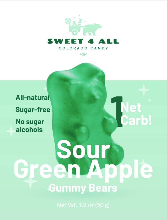 Amazon.com: Sweet 4 All SOUR GREEN APPLE Gummy Bears Candy & Snacks ...