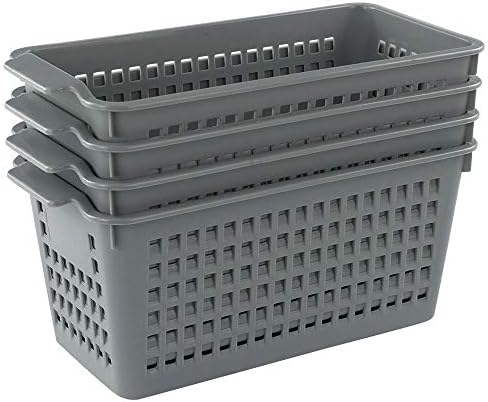 Amazon.com: Ggbin Plastic Basket for Organizing, Grey Basket Trays, Set ...