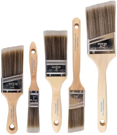 Pro Grade Paint Brushes, 5-Piece Paint Brush Set, Flat & Angle Brushes ...