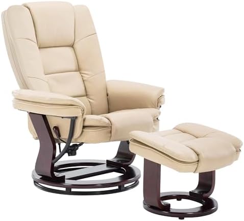 Amazon.com: Benchmaster Newport Taupe Swivel Faux Leather Recliner ...