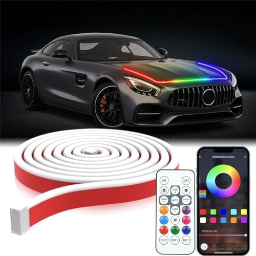 Amazon.com: RGB Car Hood Light with Turn Signal Fuction Dynamic Scan ...