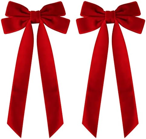 Amazon.com : 2PCS Velvet Hair Bows Red Hair Ribbon Clips Big Fall ...