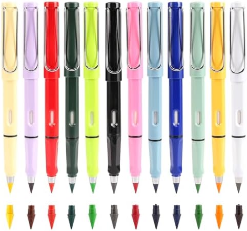 Amazon.com : JanFeel 12 Colors Forever Pencils,Infinity Pencil with ...
