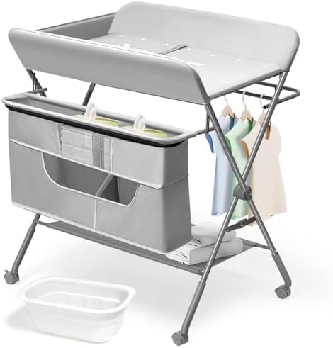 Amazon.com : Baby Changing Table with Wheels Diaper Changing Station ...