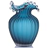 Amazon.com: Blue Glass Vase,Navy Blue Centerpieces,7'' Blue Vase Wave ...