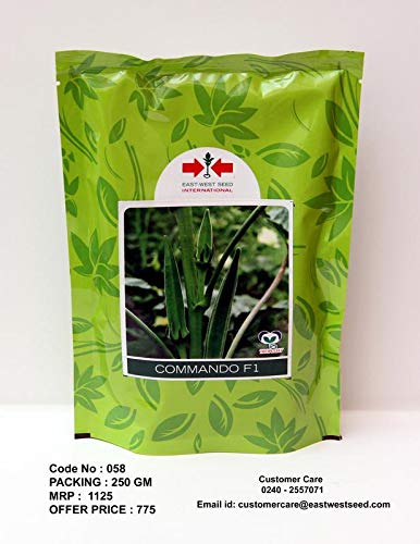 East west Organic F1 Hybrid Okra COMMANDO High yielding Vegetable seeds ...