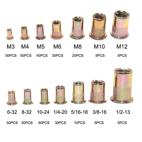 Snapklik.com : EilxMag 400pcs SAE & Metric Rivet Nut Kit Carbon Steel ...