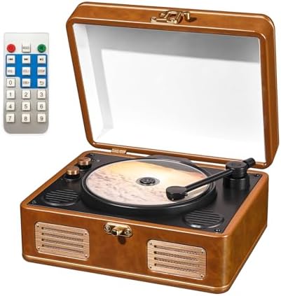 Amazon.com: Yintiny Rechargeable Leather CD Player with Speakers ...