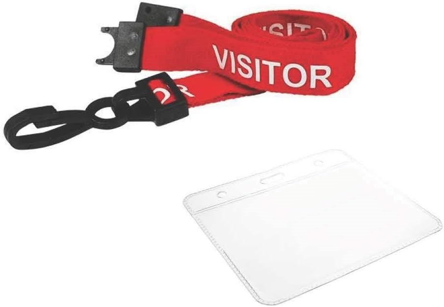 IDProductsUK - Red Visitor Lanyard with Printed Text - Includes Free ...