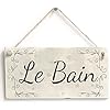 Amazon.com: POWERMAZ Le Bain French Country Wood Bathroom Signs Plaque ...