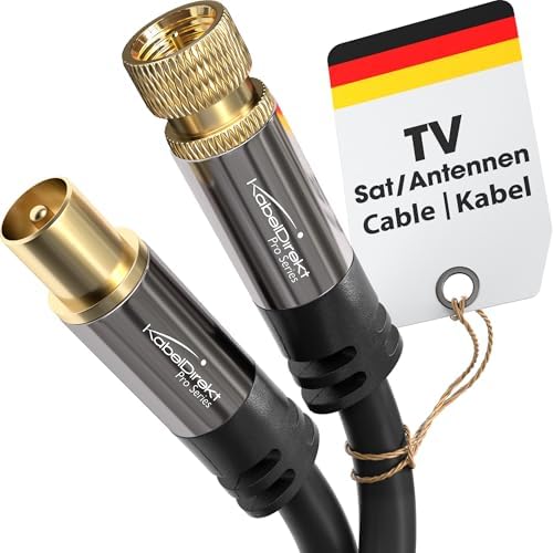 SAT/Aerial Cable with break-proof metal plugs – 1m (TV/Satellite Cable ...
