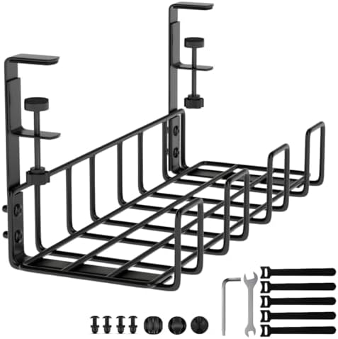 Amazon.com: Multi-Model Under Desk Cable Management 2 Pack Metal Under ...