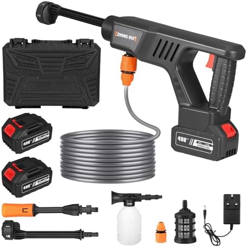Cordless Pressure Washer with 6 in 1 Nozzle, Portable Jet Wash Cordless ...