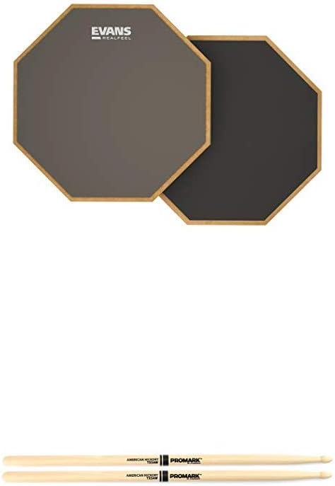 Amazon.com: Evans Realfeel 2-Sided Practice Pad, 12 Inch & Promark ...