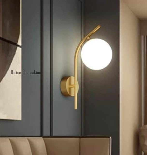 ONLINE GENERATION Golden Color Wall Mounted Lamp Without Bulb (Bulb Not ...