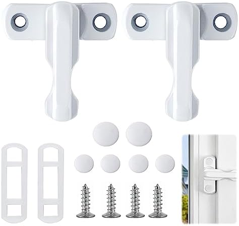 GWAWG 2PCS White Window Locks with 4Screws, Zinc Cast Alloy Sash Jammer ...