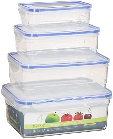 Homeshopa Plastic Airtight Food Storage Container, Set of 4 Leakproof ...