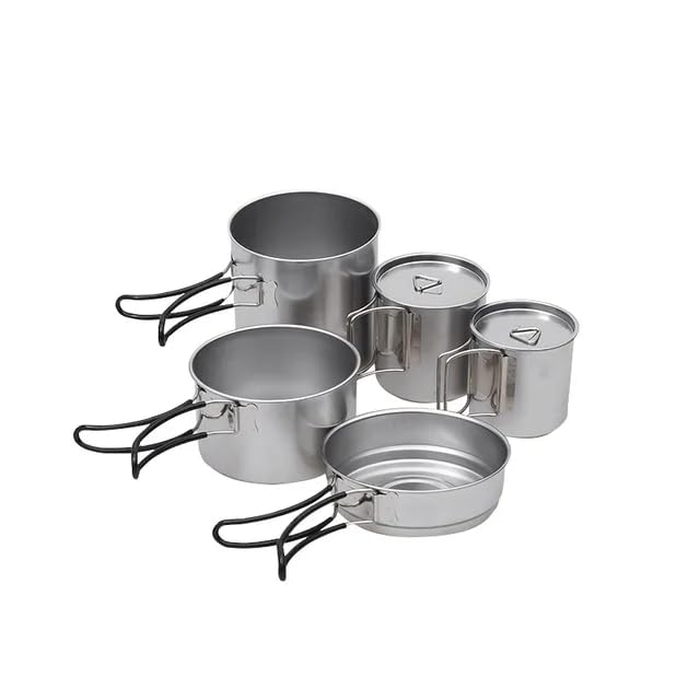 TrekEaze Camping Cookware Mess Kit - 5-Piece Stainless Steel Outdoor ...