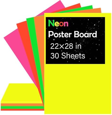 Amazon.com: VinTS 30 Sheets large Neon Colored Poster Board,22x28inch ...