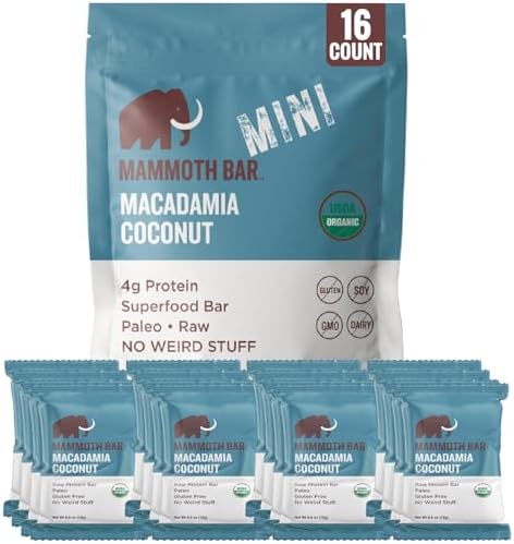 Amazon.com : Mammoth Bar Macadamia Coconut Mini Bar - Mini Organic ...