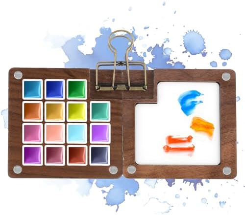 Amazon.com: LQKUMJG 12 Grid Portable Sketchbook Palette, Wooden Colour ...