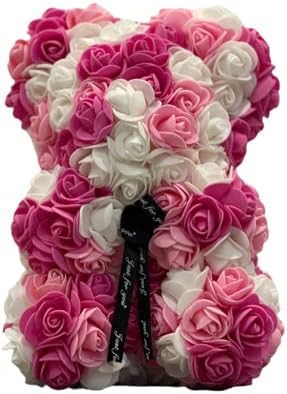 Amazon.com: Large Rose Bear,10in Rose Teddy Bear, Handmade Fully ...
