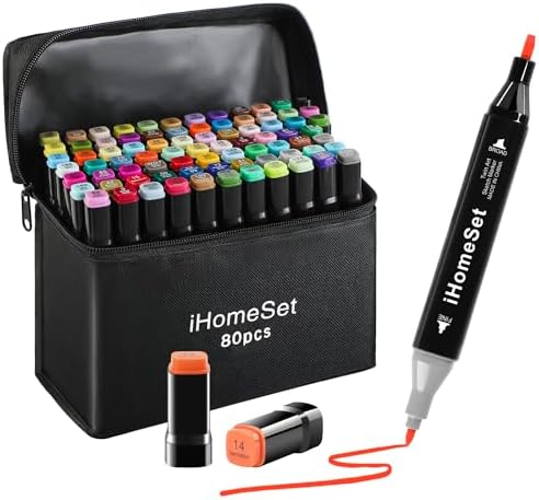 Amazon.com : iHomeSet 80 Colors Drawing Marker Pen，Dual Tip Art Markers ...