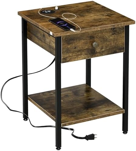 Amazon.com: HOMCOM Side Table with Wireless Charging Station and 2 USB ...