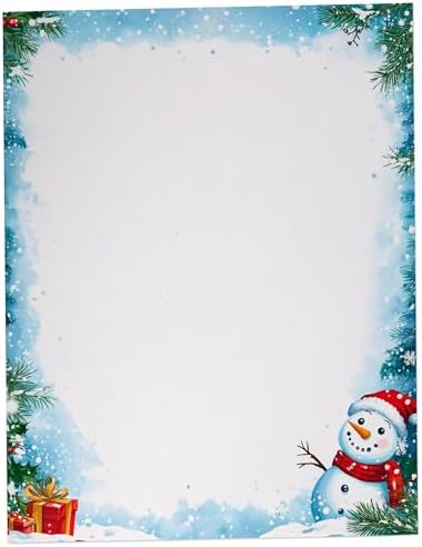 Happy Snowman Christmas Stationary Paper 8.5 x 11-60 Sheets Holiday ...