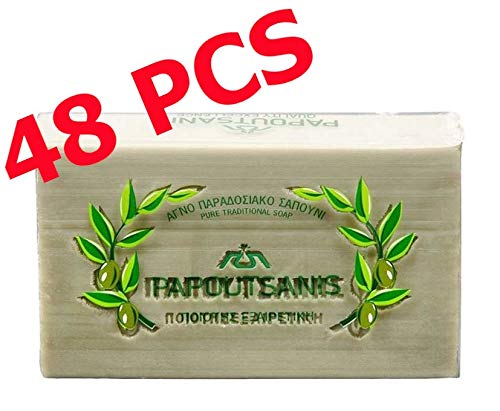 Amazon.com : Papoutsanis 48 pack Pure Traditional Olive Oil Soap - 125 ...