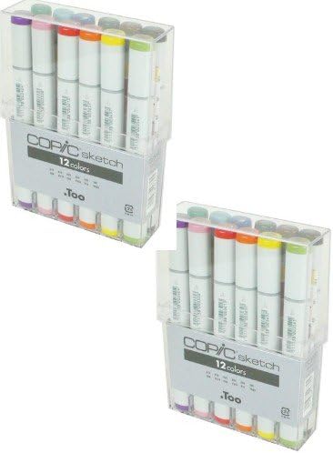 Copic Marker 12-Piece Sketch Basic Set (12pcs Set x 2 packs!) : Amazon ...