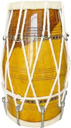 RAM Musical Sheesham Wood Professional Studio Style Rope & Rings Dholak ...