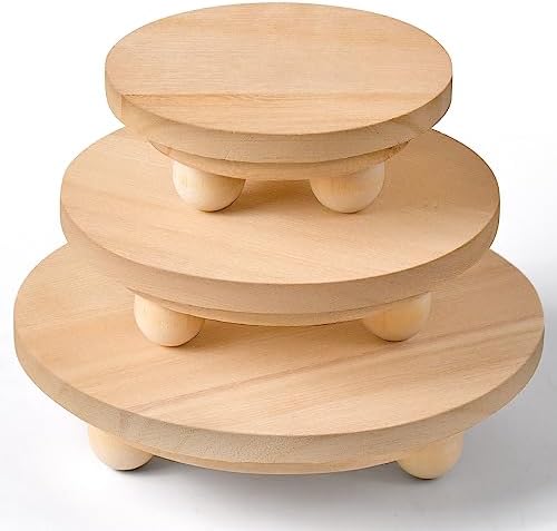 Amazon.com: Sishynio Set of 3 Wood Pedestal Risers for Decor - Round ...