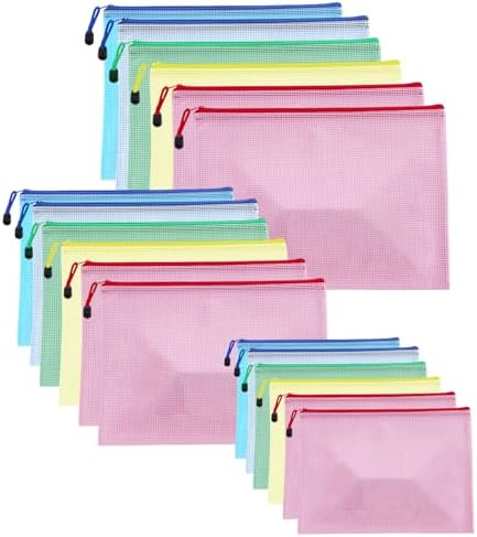 18PCS Pochette Plastique A4+A5+A6, PVC Mesh Zipper Document Pouch ...