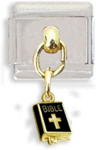 Amazon.com: Clearly Charming Bible Dangle Italian Charm: Bead Charms ...