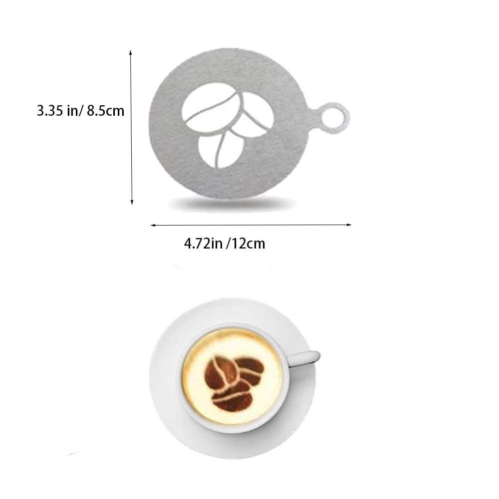 4 Pcs Cappuccino Stencils SUNSHINETEK Stainless Steel Coffee Stencils, Latte Art Coffee Stencils ...