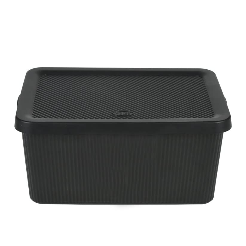 JMS we create smile 14L Litre Black Large Storage Box With Lid - Virgin ...