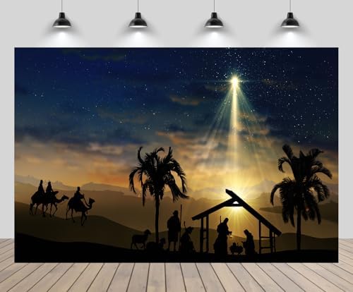 Amazon.com : CHNYWORK 20ftx10ft Nativity Scene Backdrop Christmas Scene ...