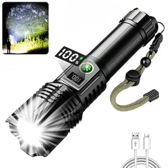ELEPHANTBOAT® 2000 Lumens Zoomable LED Flashlight - USB Rechargeable ...