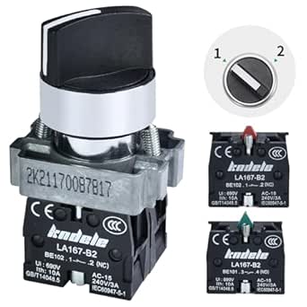 Rotary Switch 2 Position 10A 22 mm 7/8 Inch SPDT Locking Switch 1NO 1NC ...