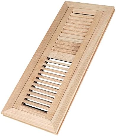 Hardwood Red Oak Floor Register, Flush Mount with Frame, 4x14 Inch with ...