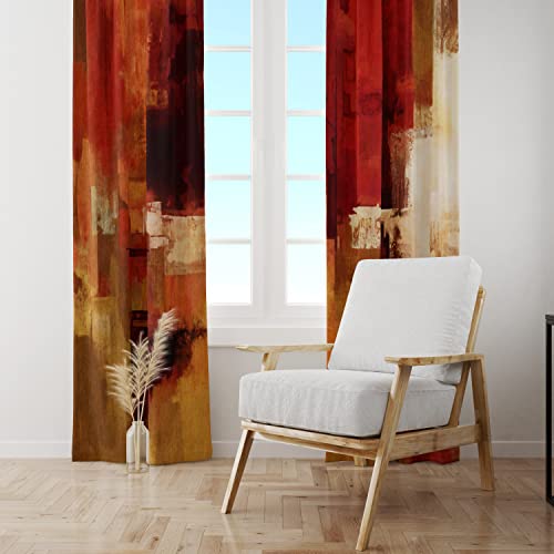 Burnt Orange Teracotta Abstract Rust Art Curtains